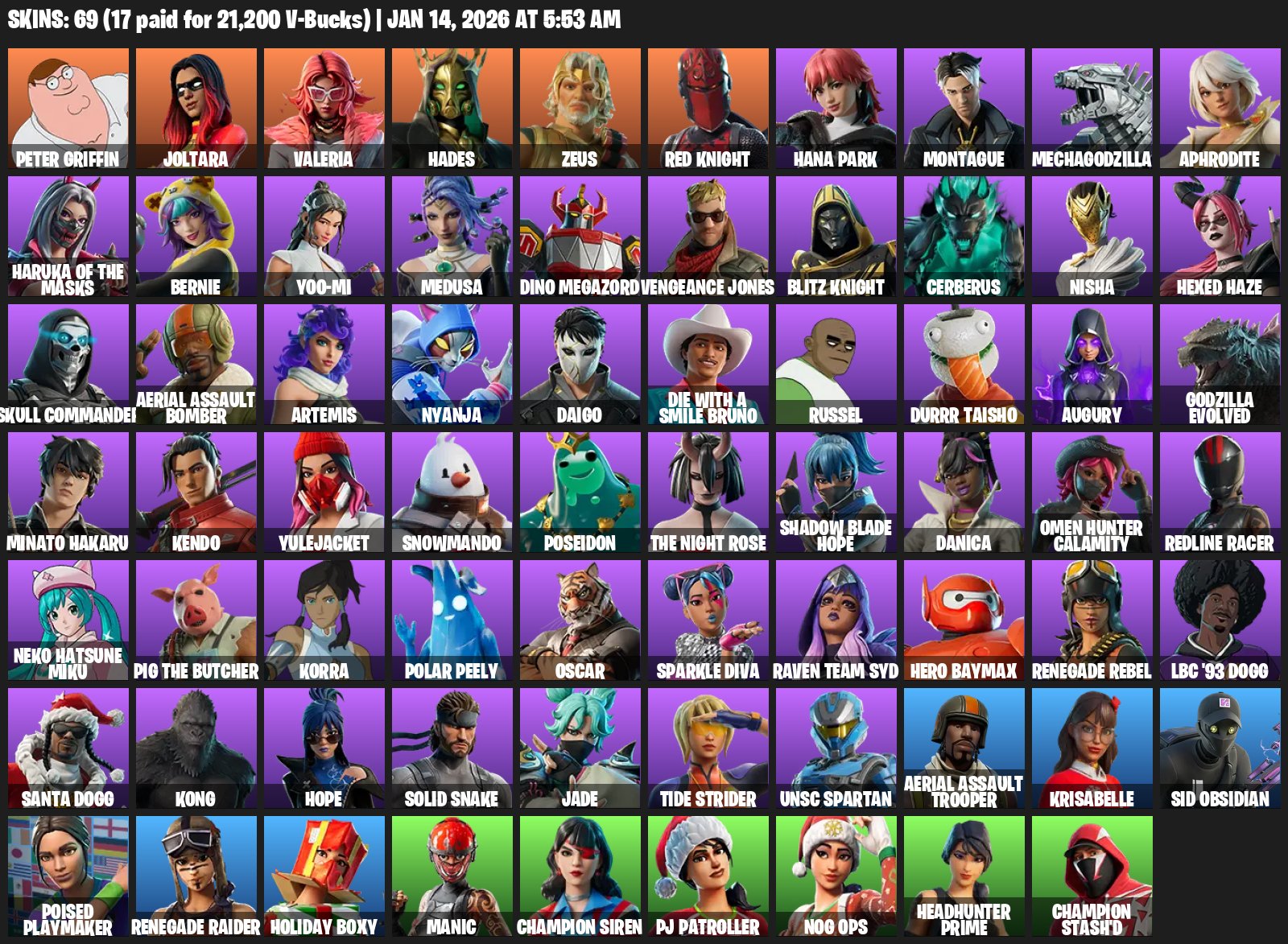 Buy Fortnite account: 🎨 69 skins | 🌟 Fortnite account - Goranked