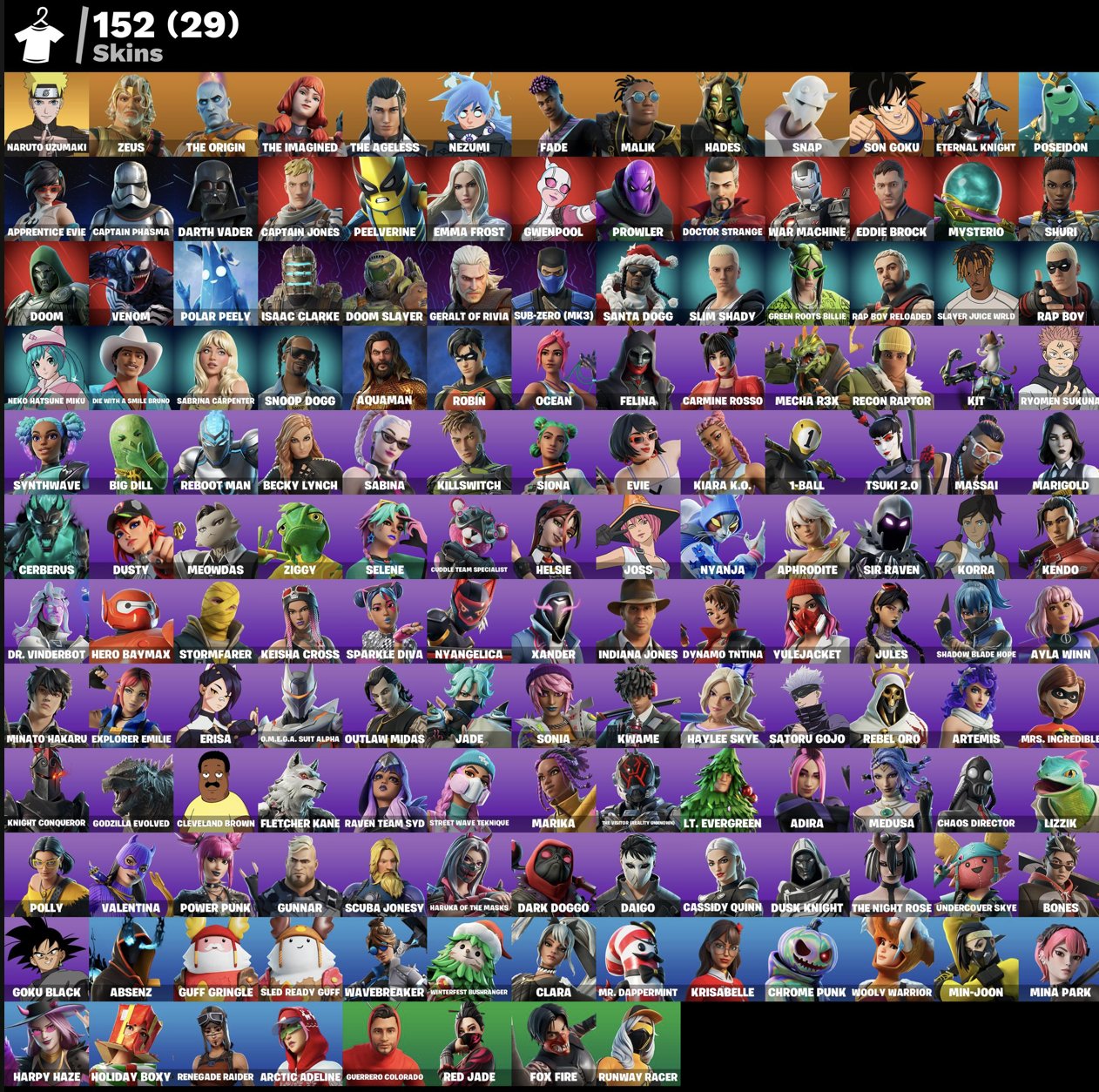 Buy Fortnite account: 🎨 152 skins | 🌟 Fortnite account - Goranked